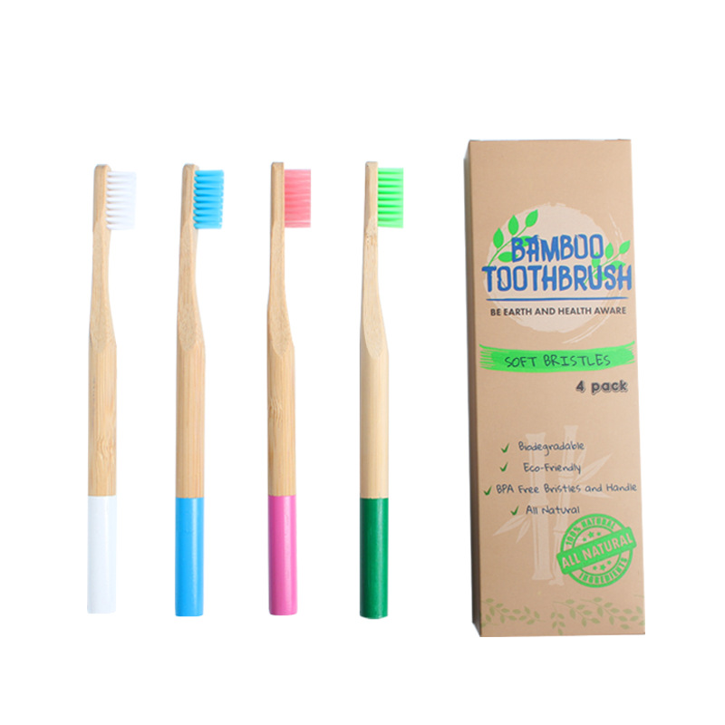 Bamboo toothbrush 4 sticks natural bamboo toothbrush