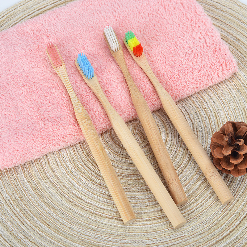 Multicolor paint cylindrical bamboo bamboo toothbrush