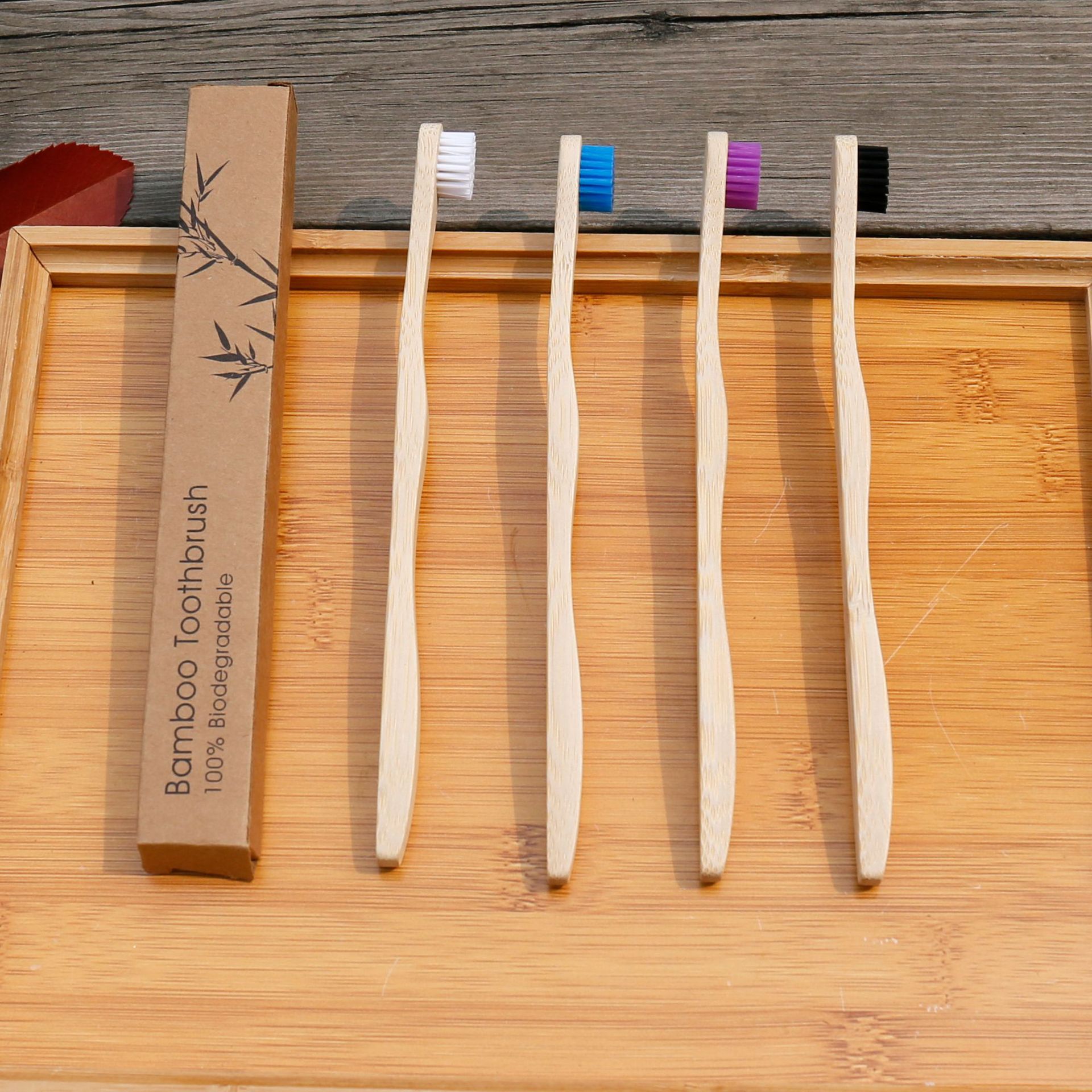 Thick bamboo and wood toothbrush hard hair toothbrush