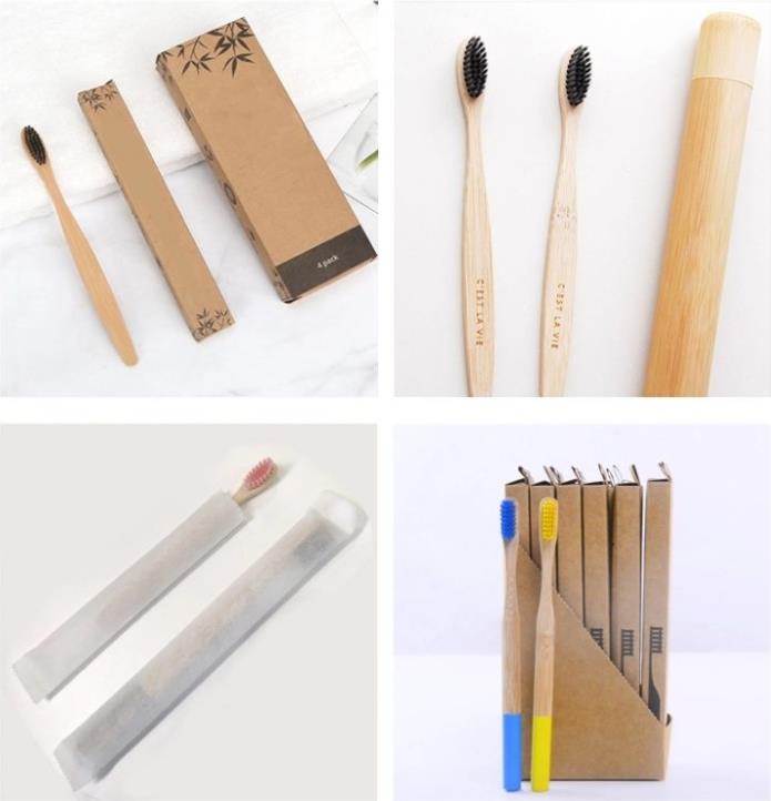Custom bamboo toothbrush packaging box, custom packing bag for toothbrushes