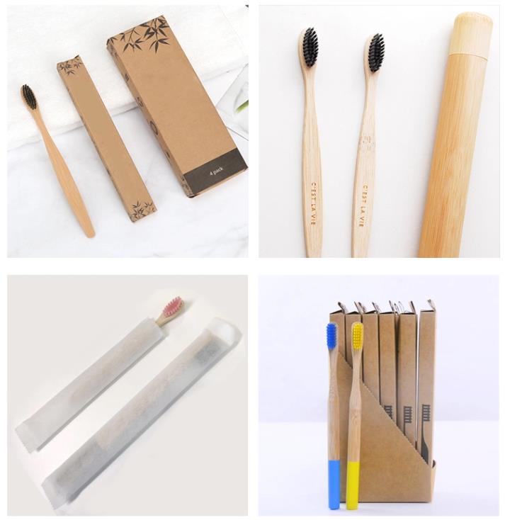 Multi-color thick crank bamboo toothbrush