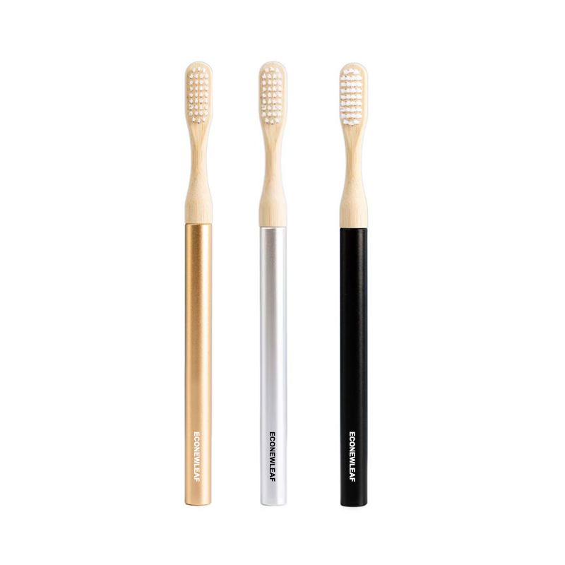 Eco-Friendly Gold Toothbrush with Bamboo Head | Recyclable & Biodegradable